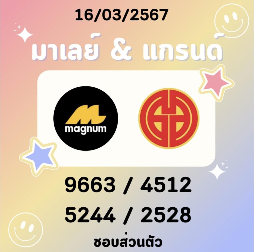 แนวทางหวยมาเลย์ 16/3/67 สูตรหวยมาเลย์แม่น ๆ ตรวจหวยมาเลย์
